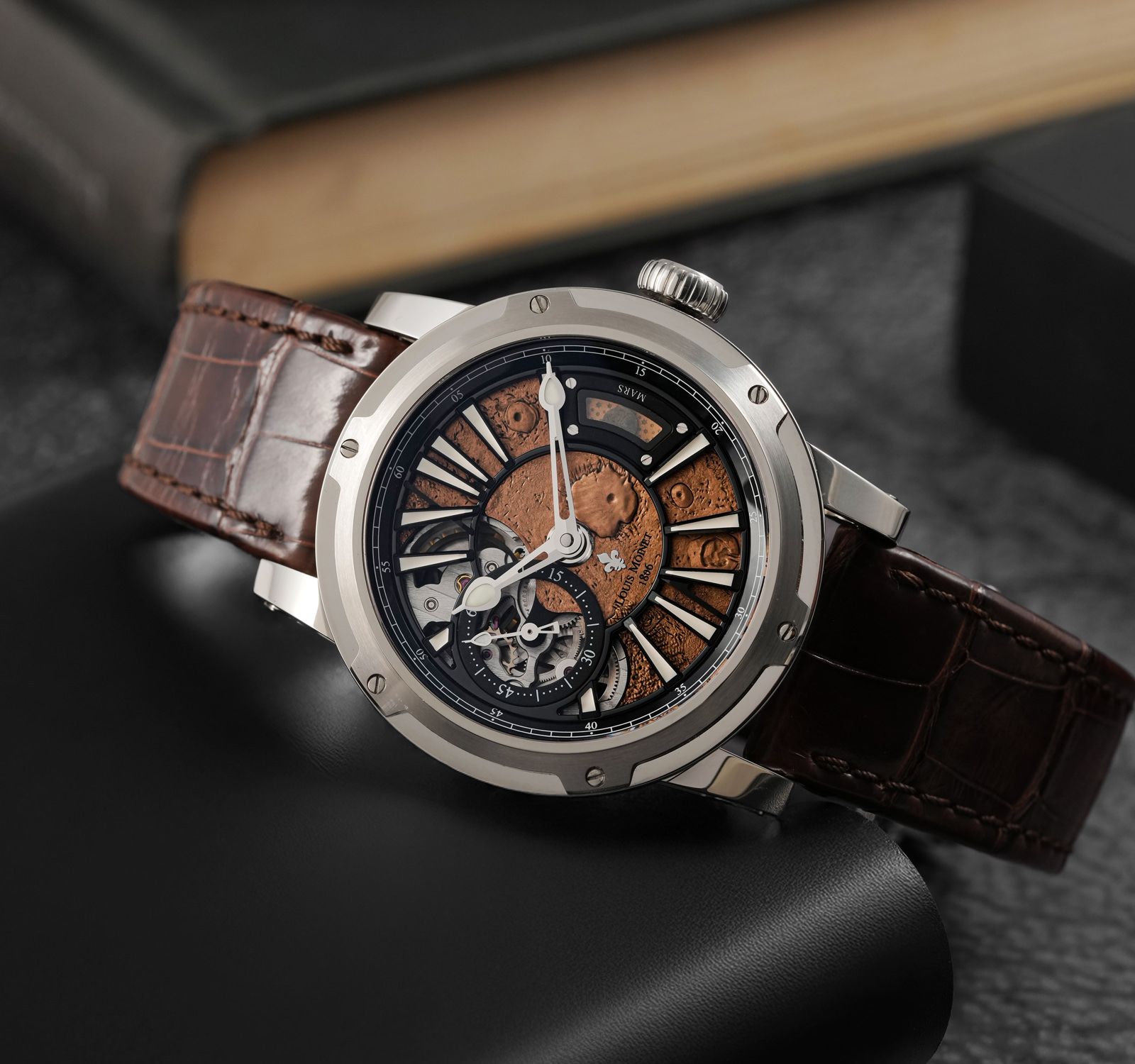 Pre-Owned Louis Moinet Cosmic Art Men Watch in Brown Colour Dial
