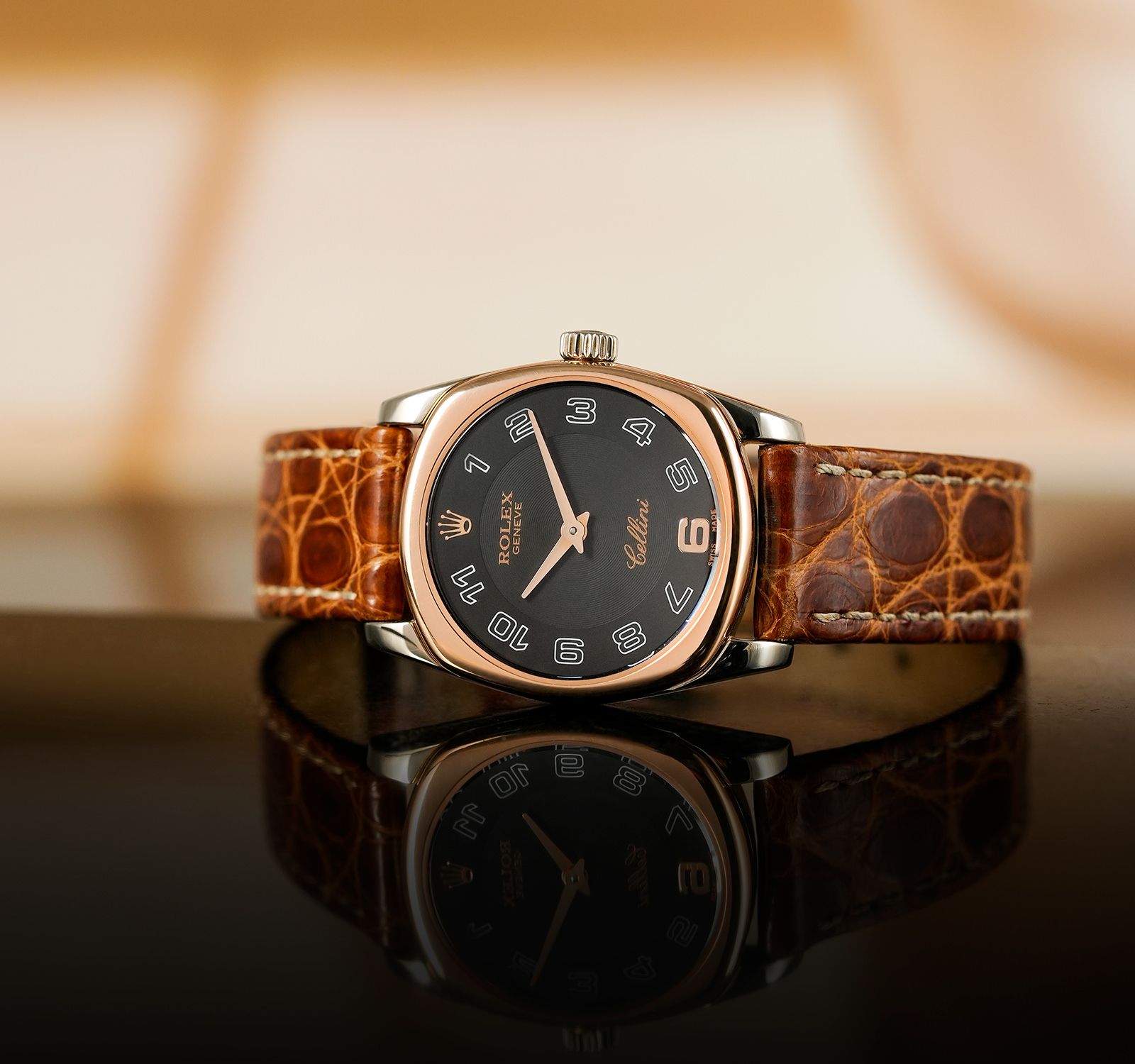 Pre-Owned Rolex Cellini Women Watch in Black Colour Dial