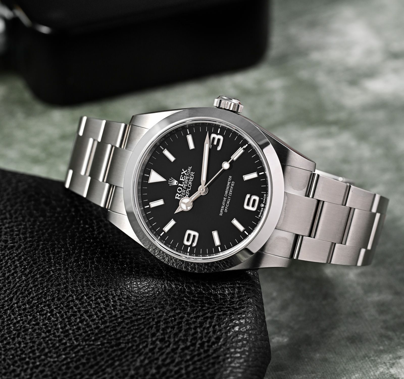 Pre-Owned Rolex Explorer Men Watch in Black Colour Dial