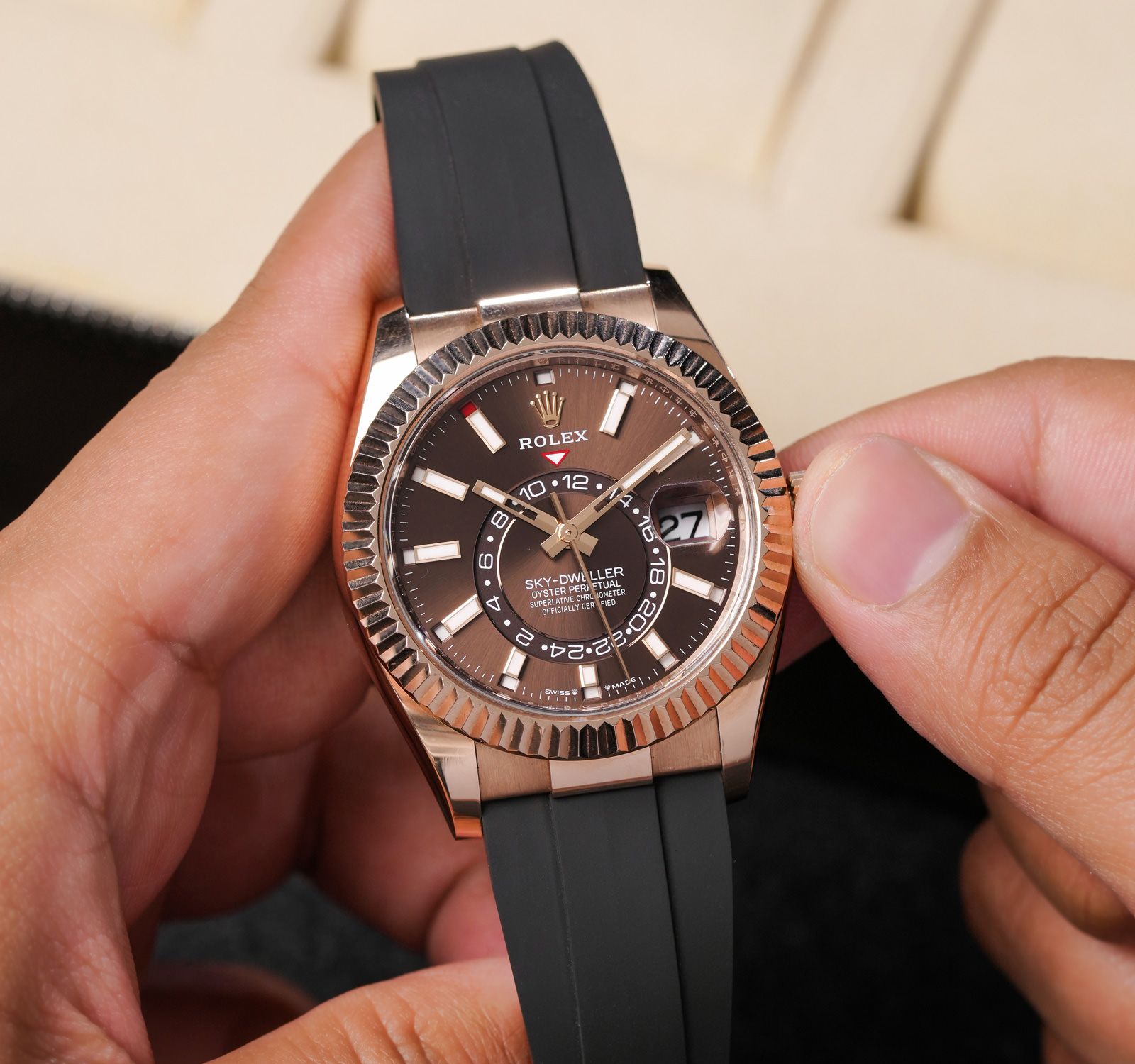 Pre-Owned Rolex Sky-Dweller Men Watch in Brown Colour Dial